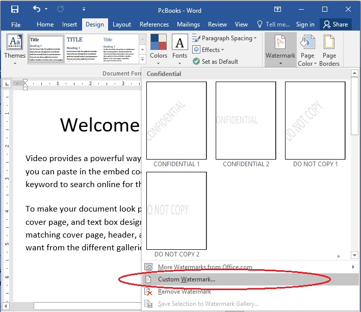Microsoft Word Tutorial Applying Watermarks
