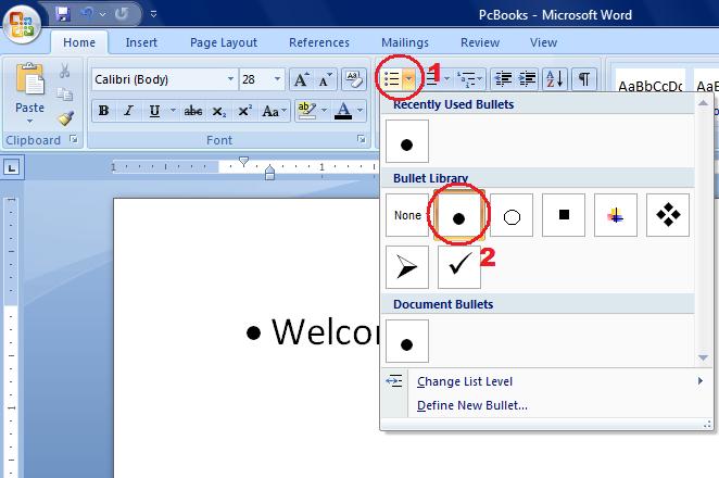 Microsoft Word Tutorial Bullets And Numbering Option