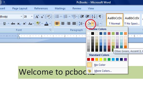 Microsoft Word Tutorial Applying Shading Option