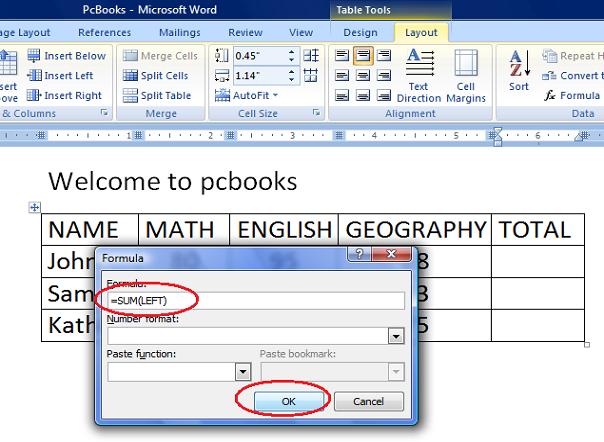 Microsoft Word Tutorial Making Calculation In A Table